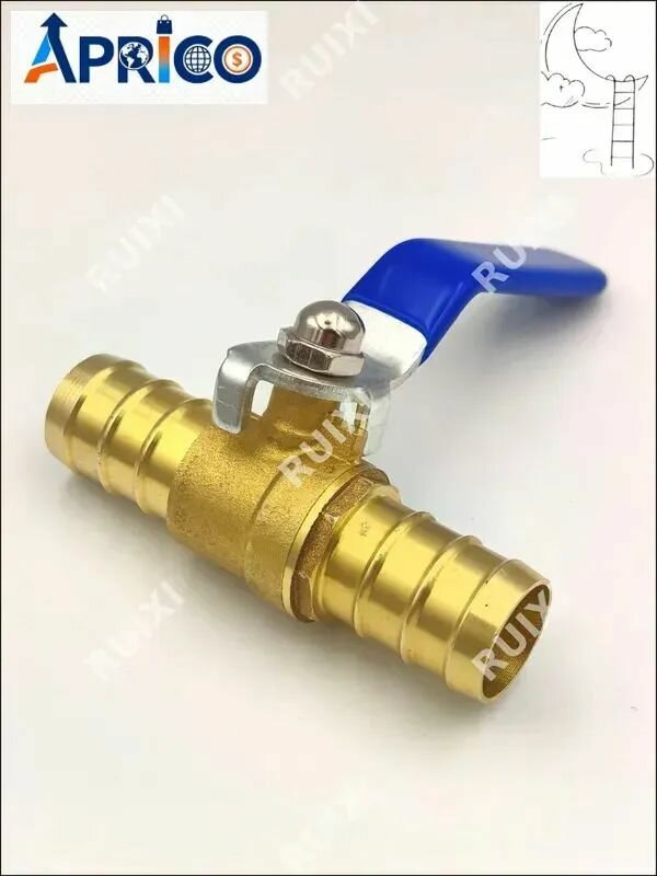 Кран печки отопителя шаровый 18 мм латунный 1/2 со штуцером