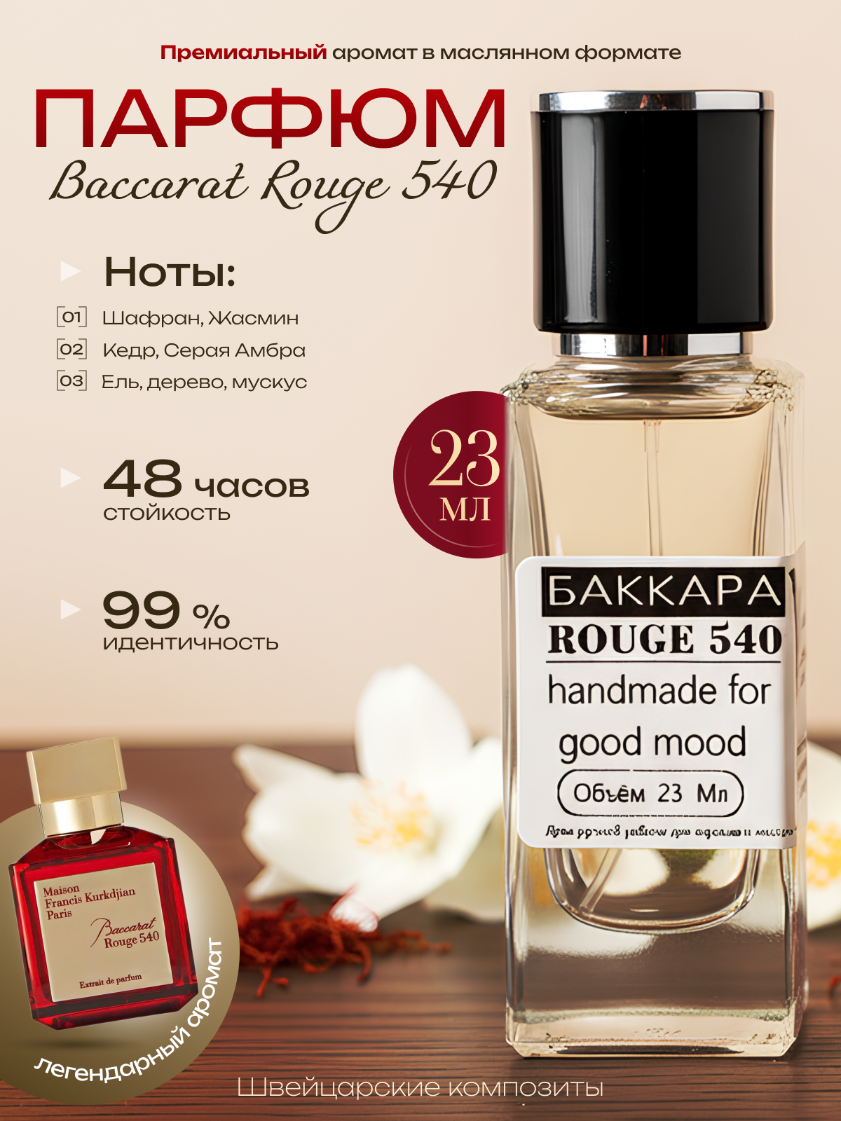 Духи бакара РУЖ 540 ручной работы изготовлен ( по мотивам Baccarat Rouge 540 Maison Francis Kurkdjian)