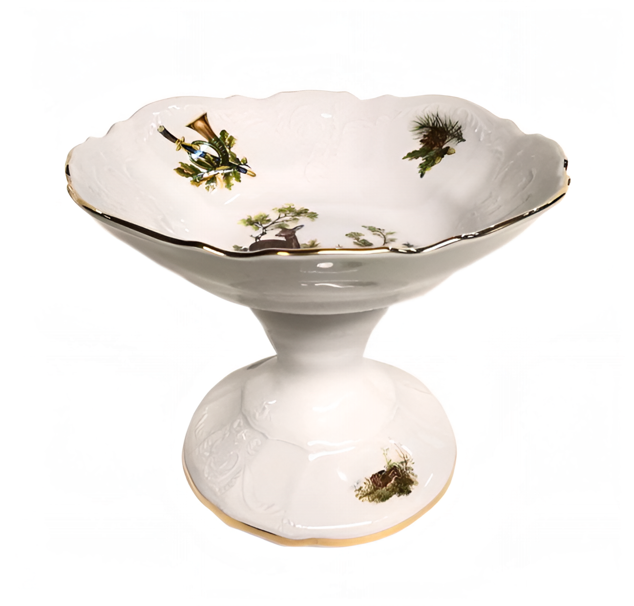 Салатник на ножке 19 см; "Bernadotte", декор "Охотничьи сюжеты", Thun/ БТФ1442