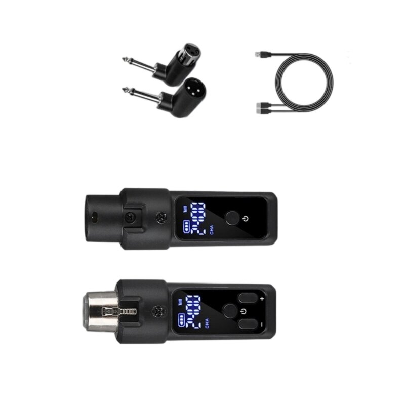 Микрофон, подключенный к беспроводному емкостному динамическому микрофону приемник сигнала передатчика transmitter-1 перетащите 1