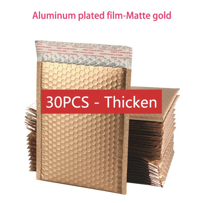 Почтовые конверты с пузырьками 18*23 см, Matte gold, 30 шт.