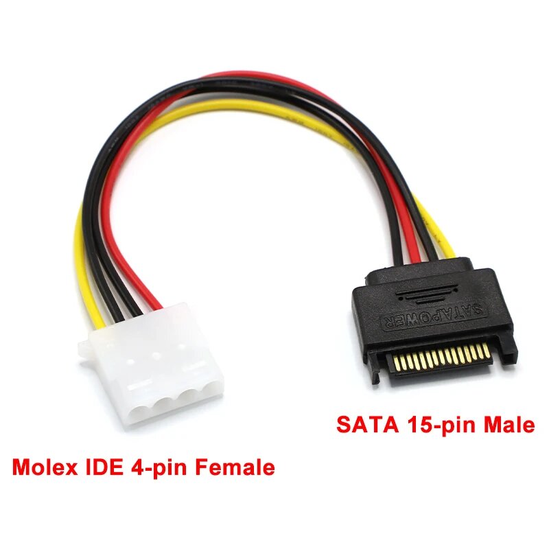 Molex IDE 4-pin Female to SATA 15-pin Male кабель питания 20 см