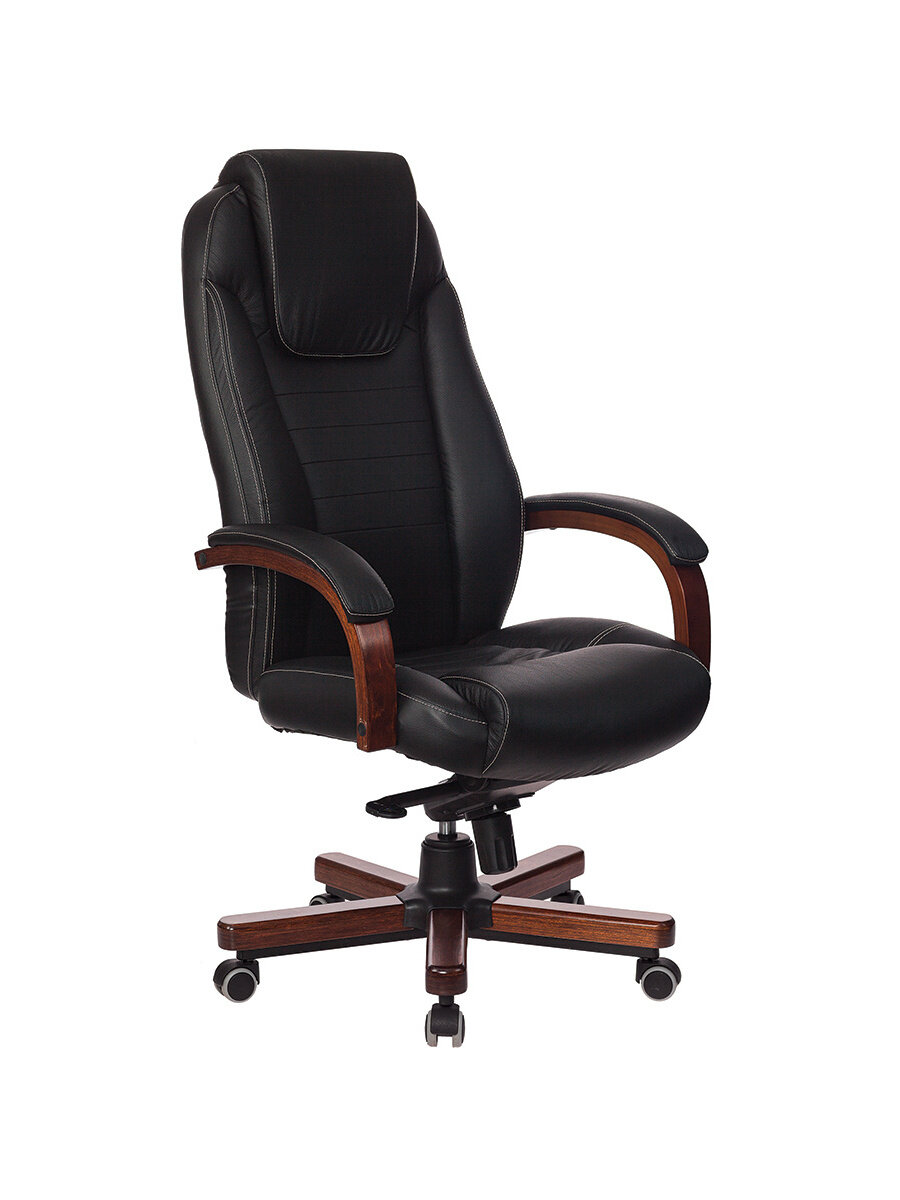 Кресло руководителя Бюрократ T-9923WALNUT, обивка: кожа, цвет: черный (T-9923WALNUT/BLACK)