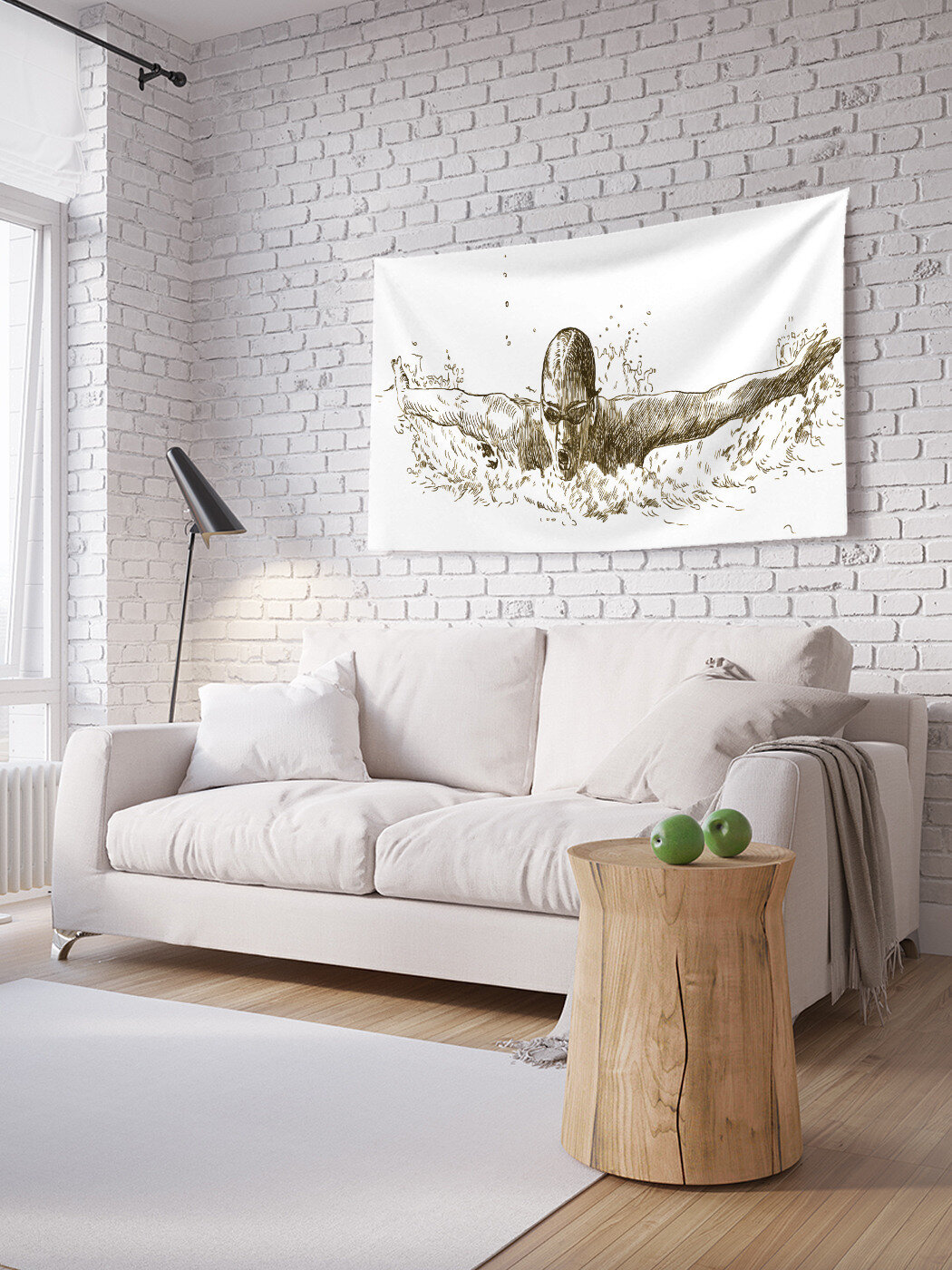 Горизонтальное фотопанно на стену JoyArty "Быстрый пловец", из ткани, 100х150 см