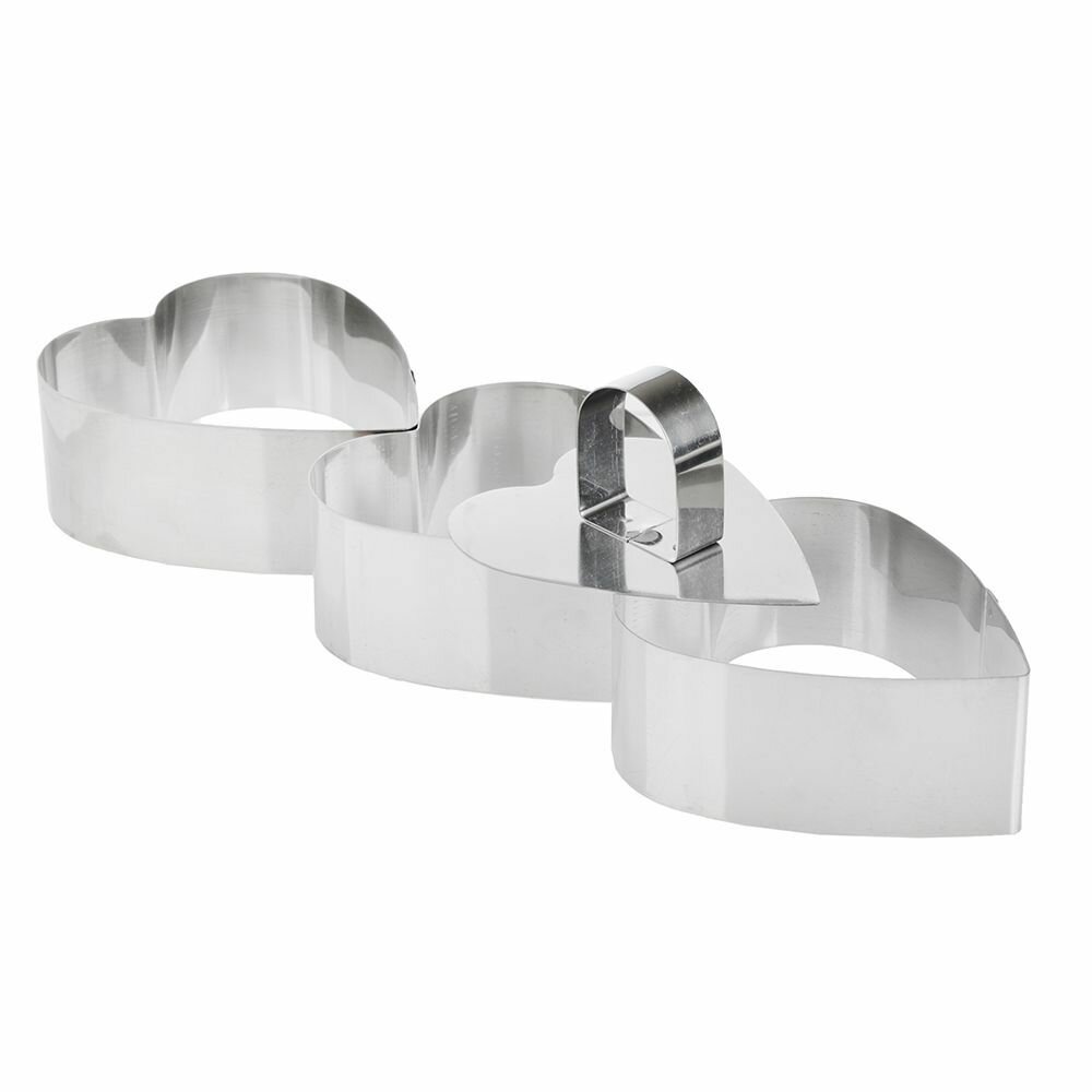 Набор форм сердце для приготовления салатов и десертов 4пред, размер 10х4см.