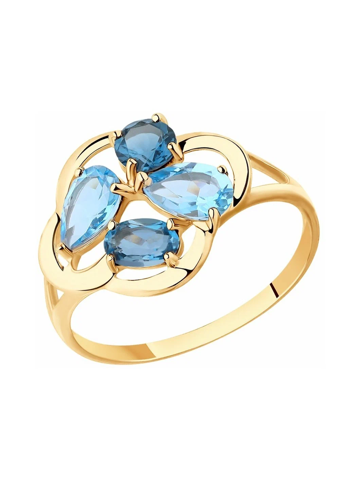 Кольцо, красное золото, 585 проба, топаз