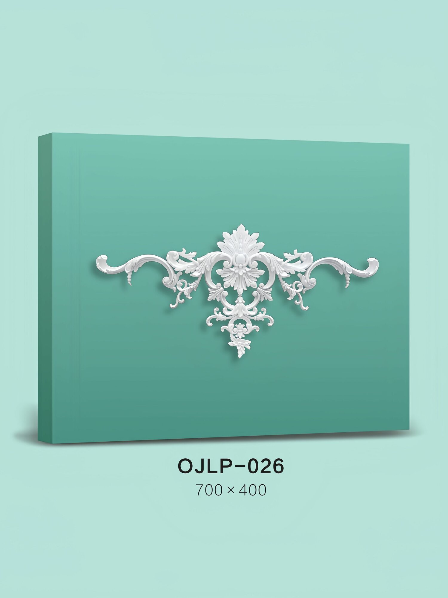 Декоративная панель из жесткого полиуретана Плавные цветочные завитки белый OJLP-026, прочная водостойкая, для покраски на стену и потолок, размер 700x400 мм