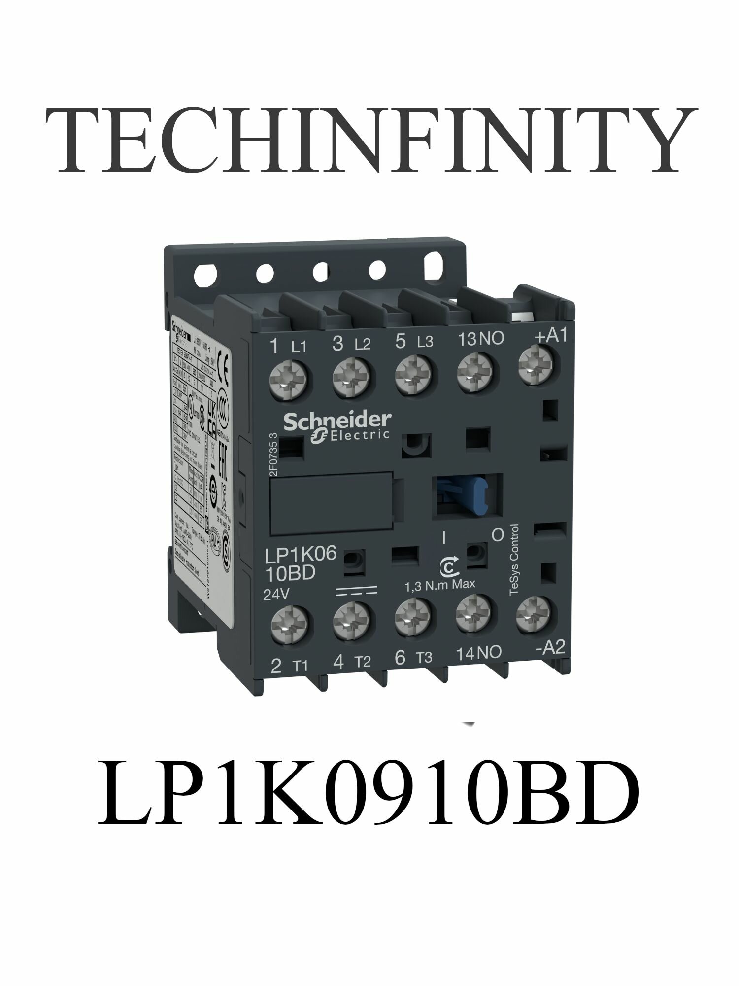 LP1K0910BD контактор Schneider Electric TeSys K, 9А, катушка 24В DC, 1NO