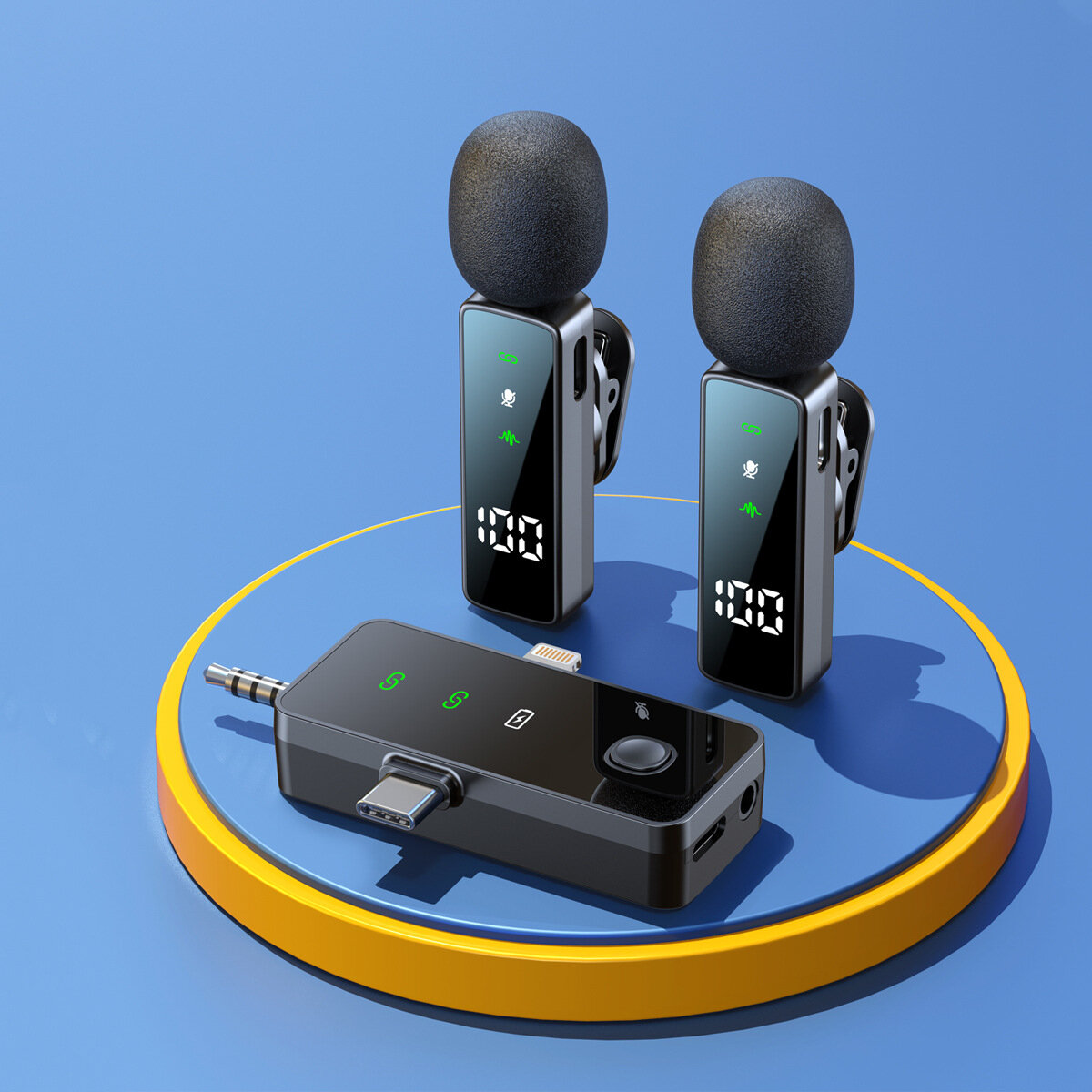 Цифровой дисплей, новый беспроводной лавальерный микрофон с магнитным креплением для съемки видео на улице, прямой трансляции, микрофон с шумоподавлением