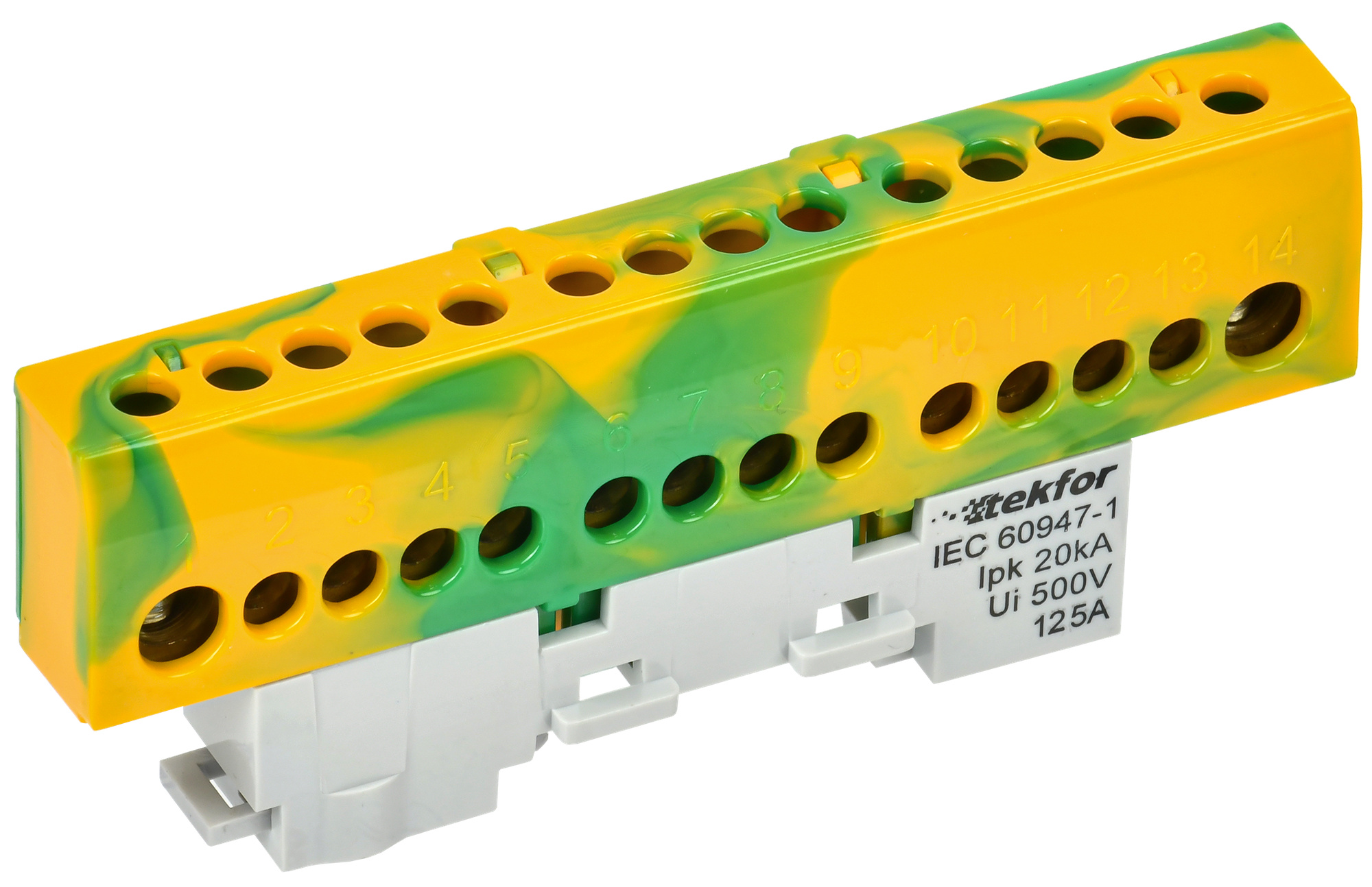 TEKFOR Шина PE земля изолированная на универсальном держателе 8х12-14-ЖЗ IEK IEK TF-NN20-14-KL-K52