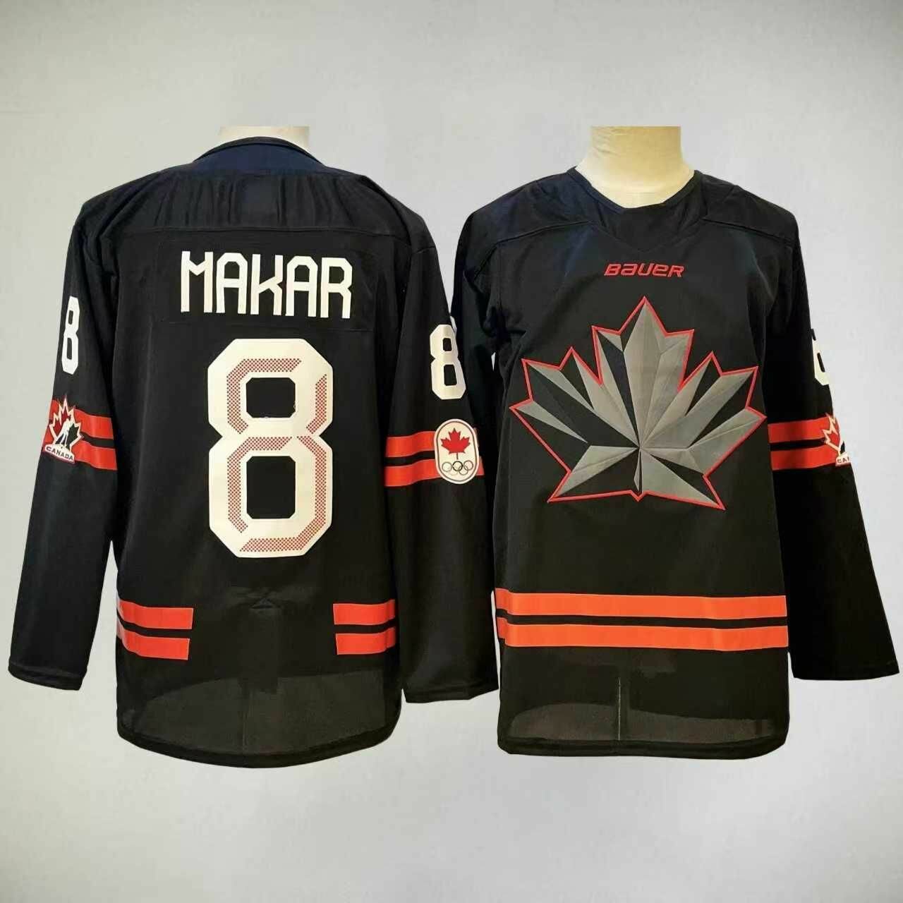 Мужская хоккейная команда Канады # 8 Кале Макар Черная Реплика Джерси 2026