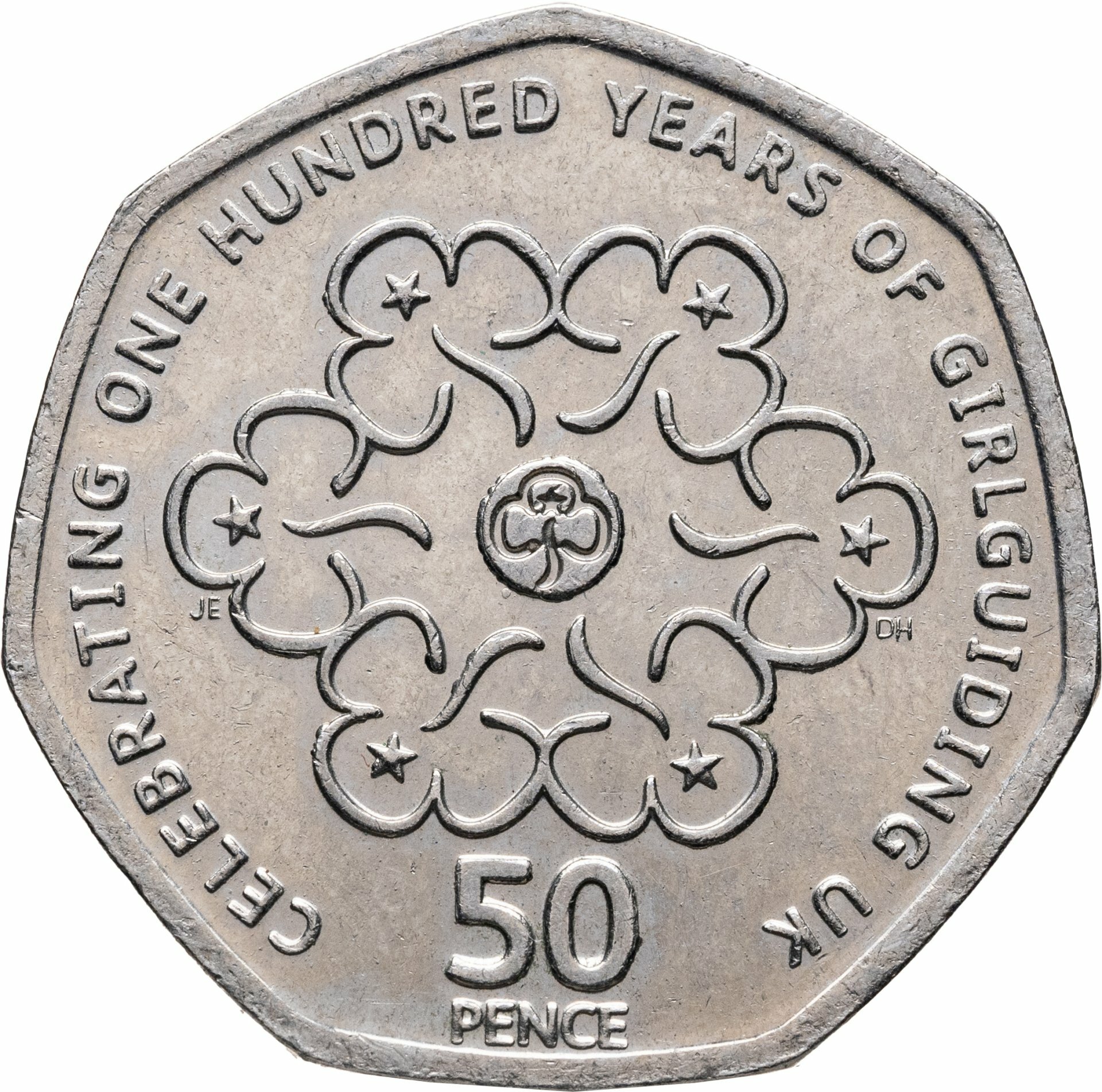 Великобритания 50 пенсов 2010 "100 лет женской организации скаутов", Мельхиор медь-никель, в сохранности AU