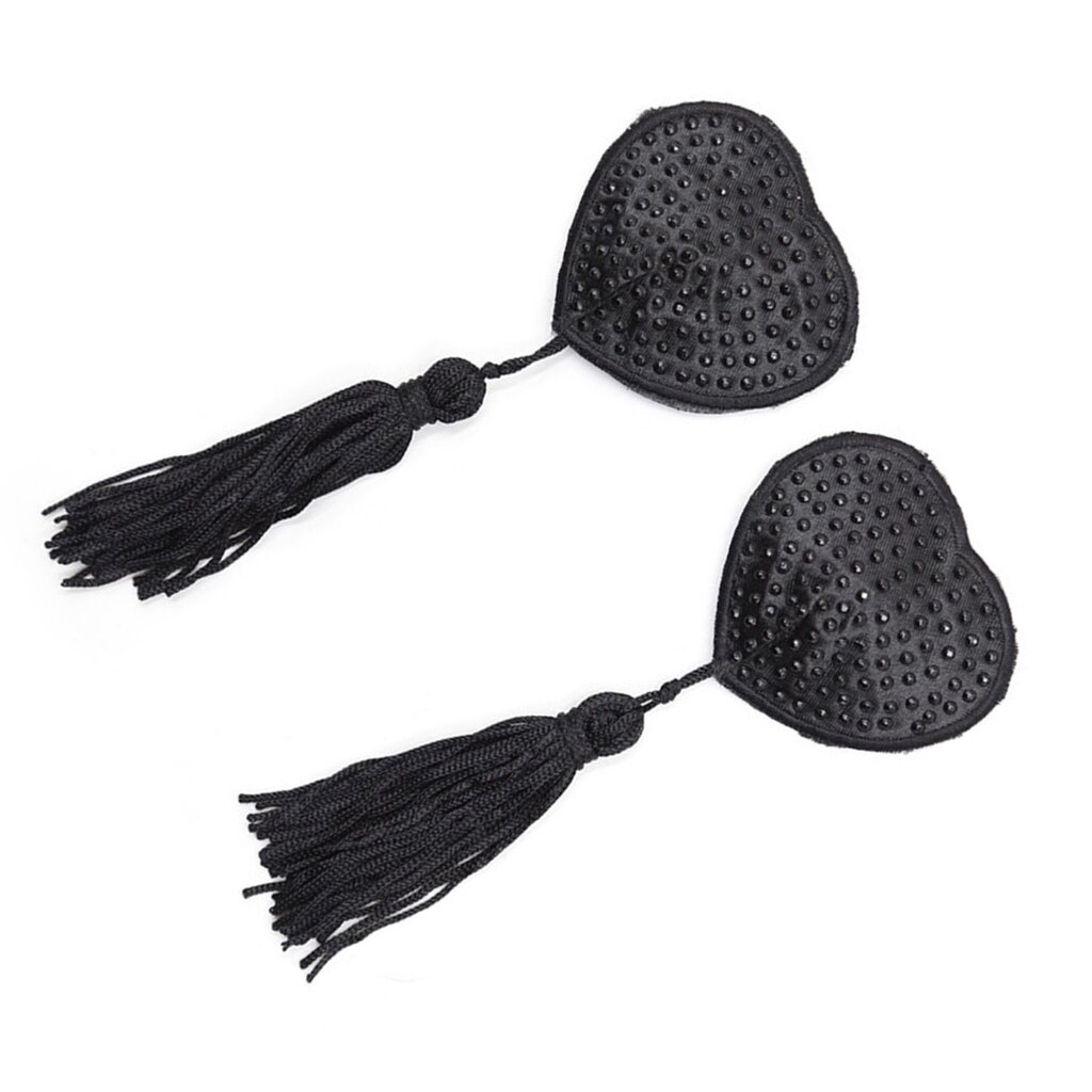 Яркая Наклейка С бриллиантовой кисточкой На Груди-Черный