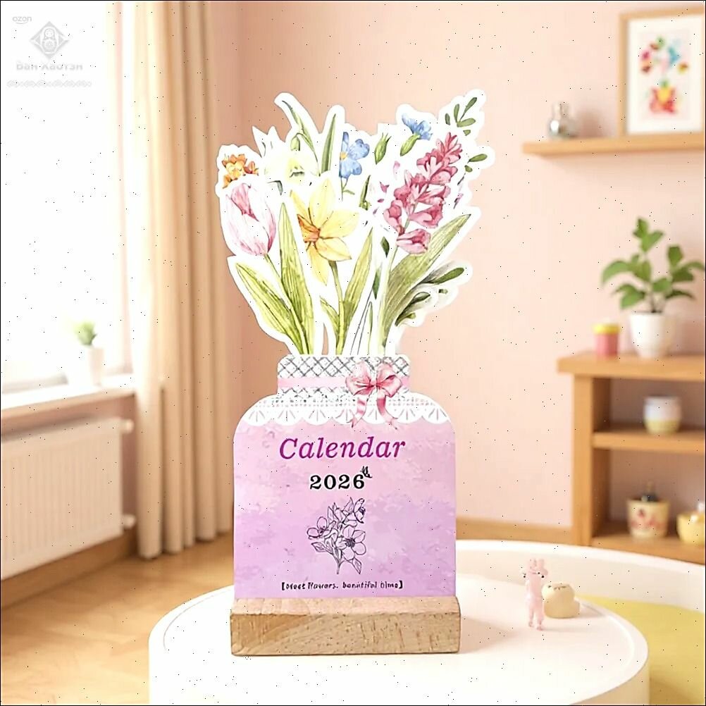 Памятный настольный календарь в деревянной рамке на 2026 год