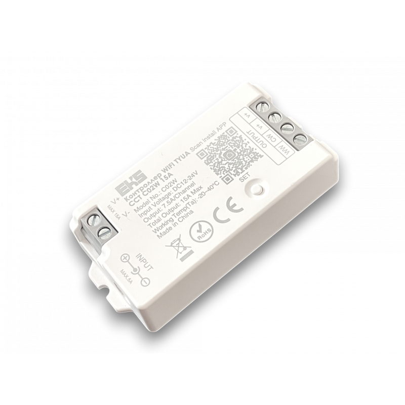Контроллер для светодиодной ленты EKS Wi-Fi TUYA CCT C02 15A, 12-24В