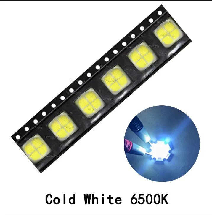 Светодиодная вспышка HotRed XHP50 18Вт 6В/12В Белый, Naked LED, 10pcs