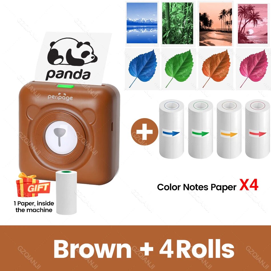 Термопринтер Peripage A6 Brown add 4Rolls