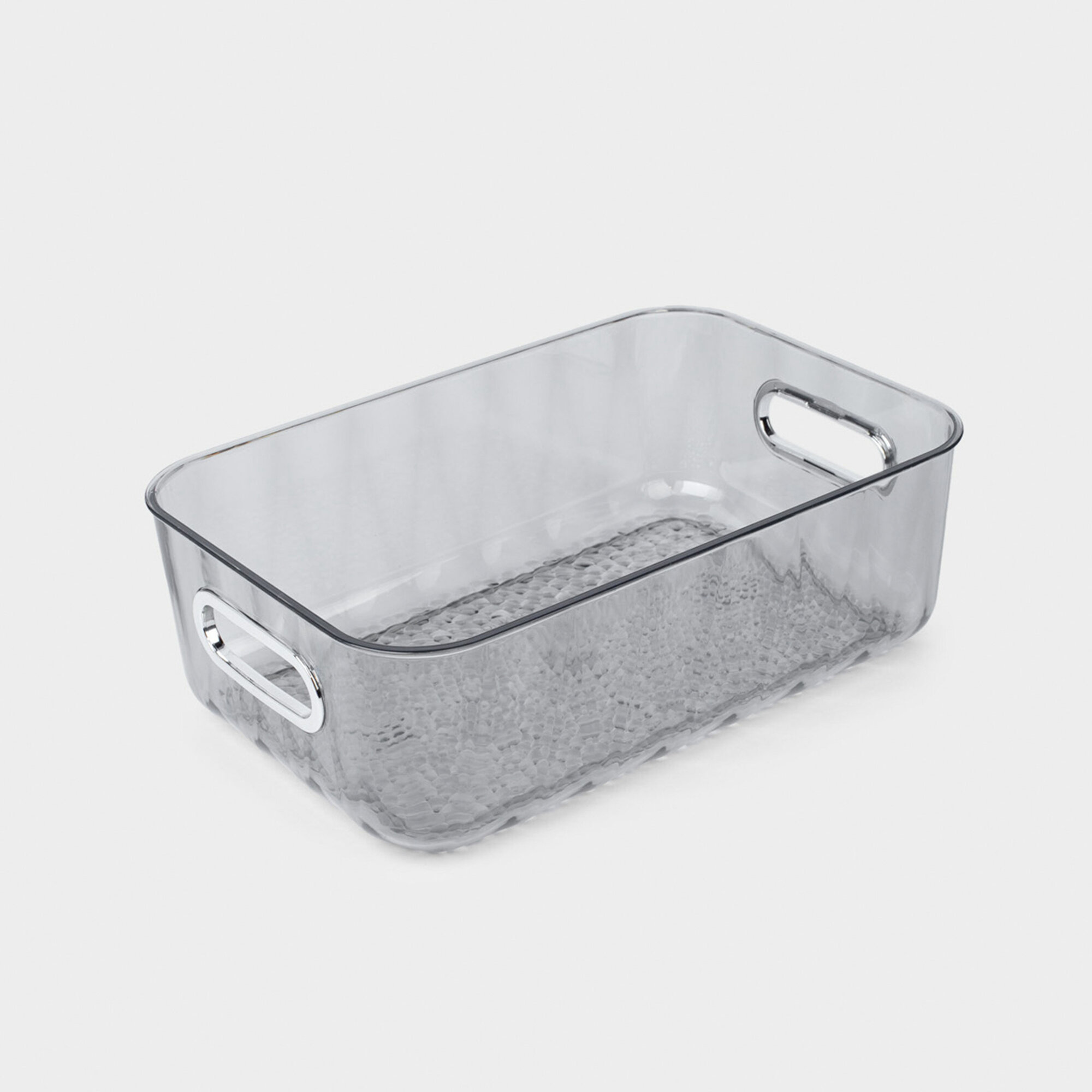 Ящик-органайзер, 25х16х8 см, с ручками, пластик, серый, Renaissance clear, Kuchenland