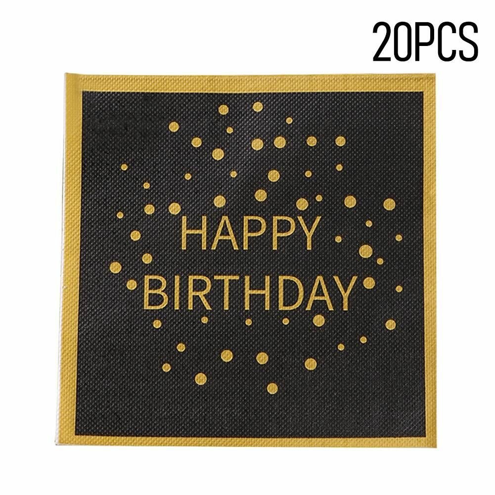 20 шт./комплект Стильные праздничные салфетки с принтом ко дню рождения