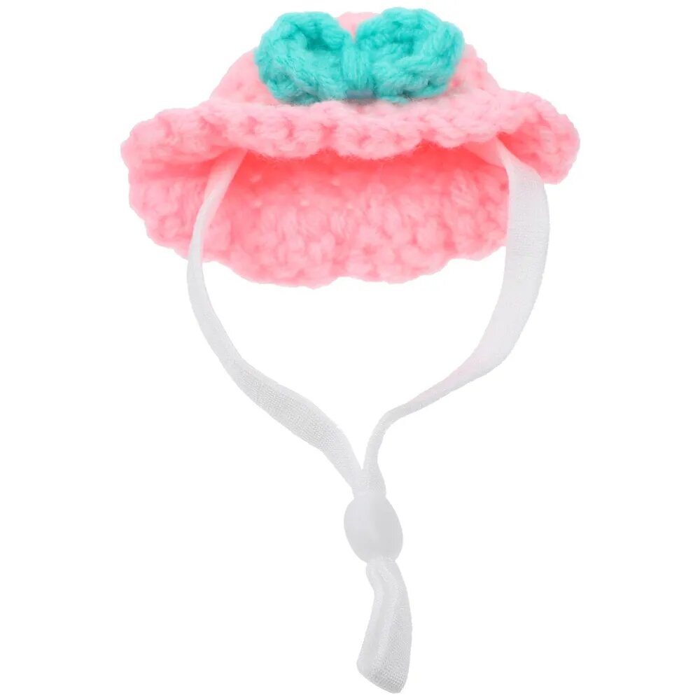 Вязаная шапочка для маленьких домашних животных из акрила, розовая, с регулируемым ремешком для фотосессий