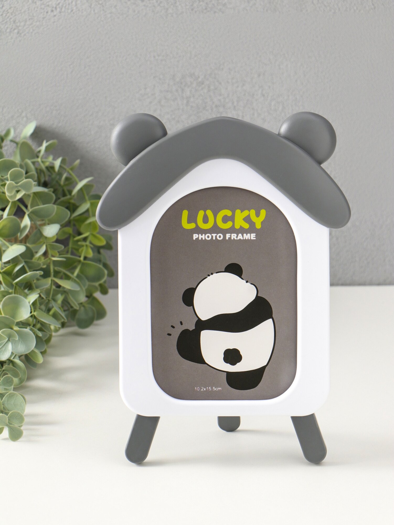 Фоторамка для фото 10×15 см «Домик с ушками мишки», пластик, бело-серый, 2×16.7×23.5 см