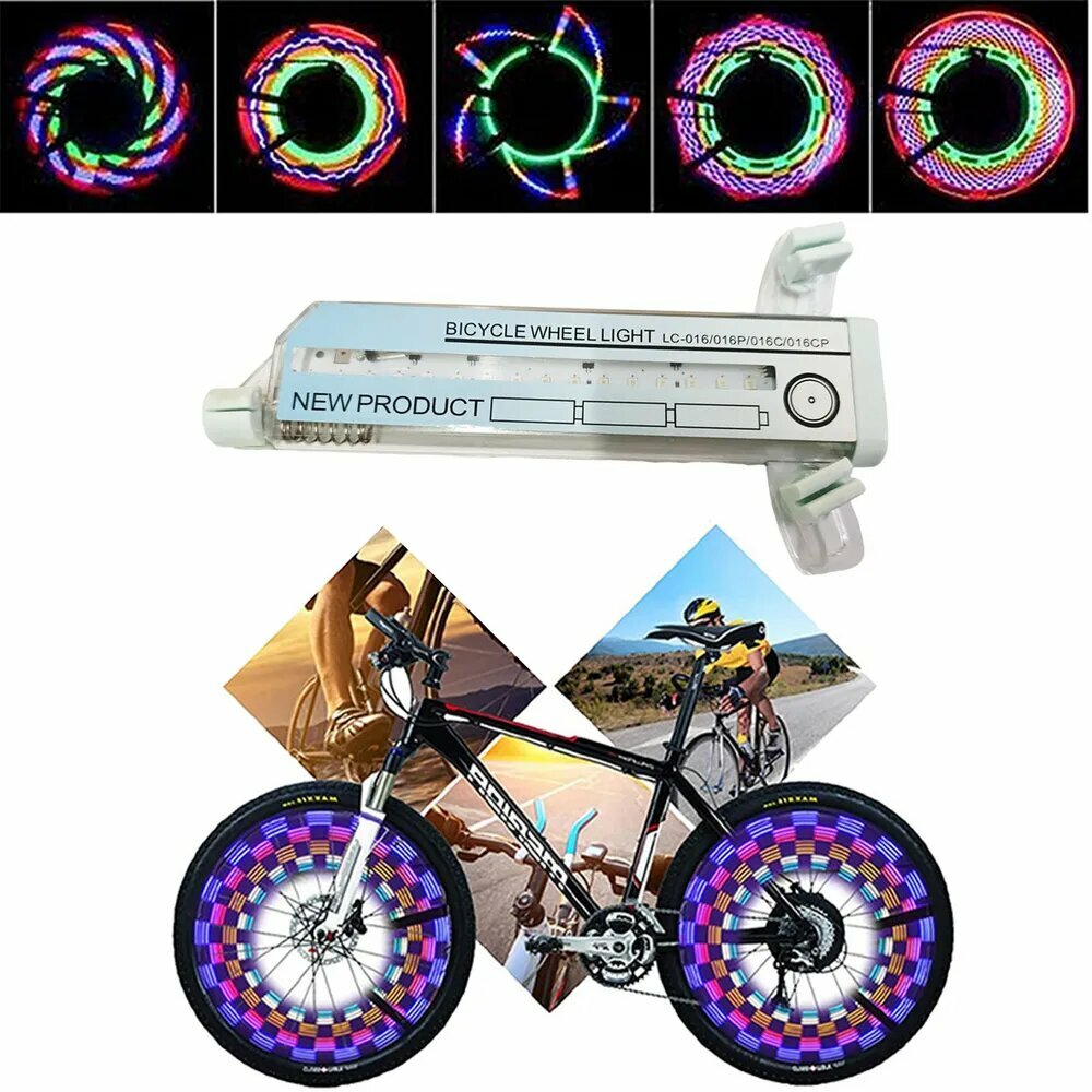 Лампа автомобильная арт. Светодиодные спицевые фонари для велосипеда, 6 цветов, 42 режима
