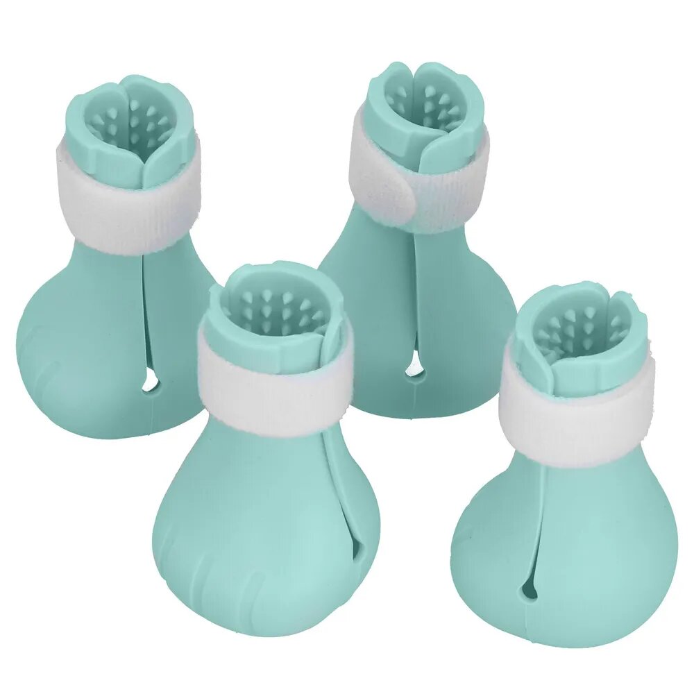 Силиконовая обувь для кошек с защитой от царапин, сапоги, чехол для кошачьих когтей, защита для лап для купания, бритья (мятно-зеленый)