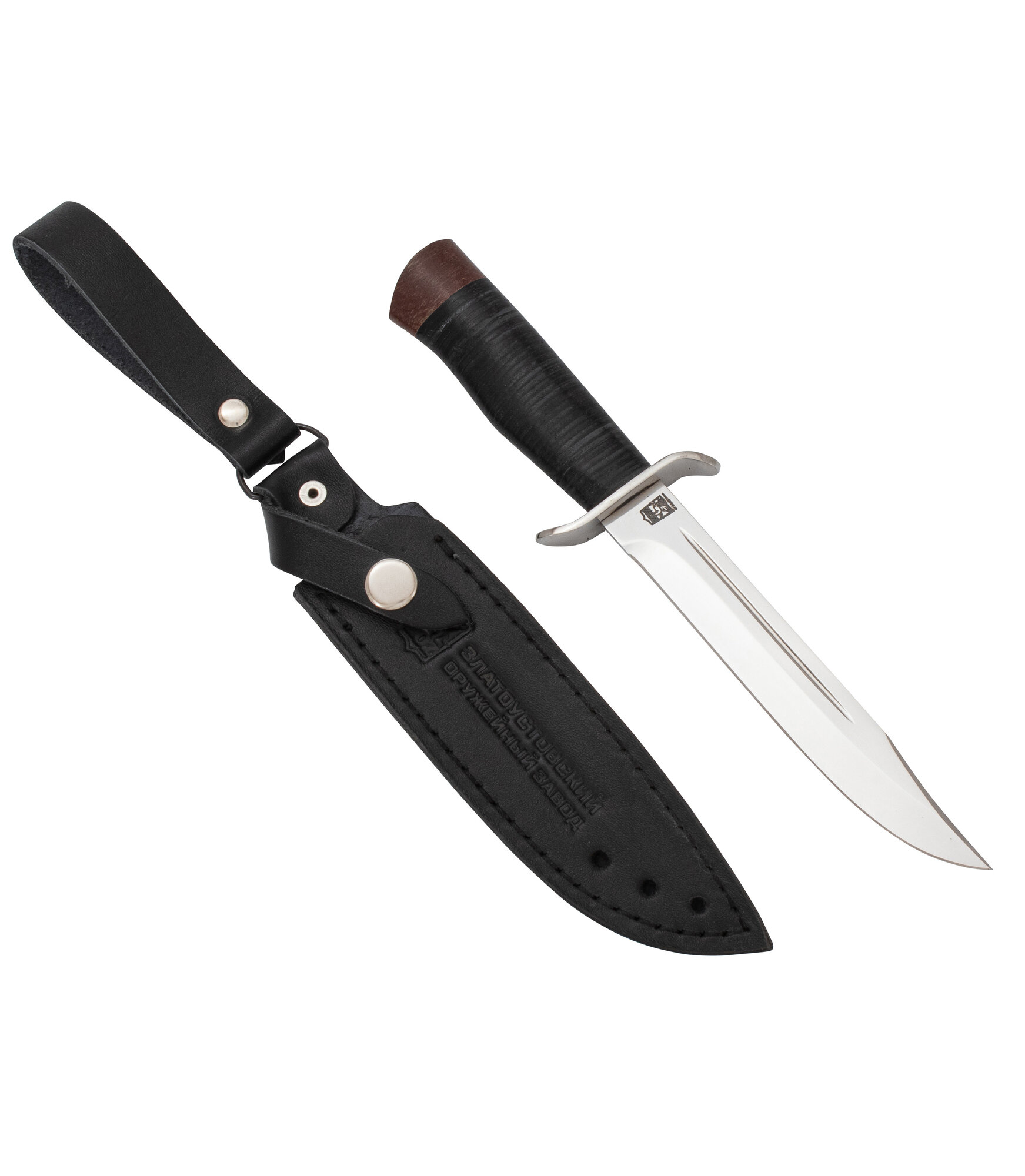 Нож "Разведчика" (сталь AUS10, кожа/текст.) от Златоустовского оружейного завода