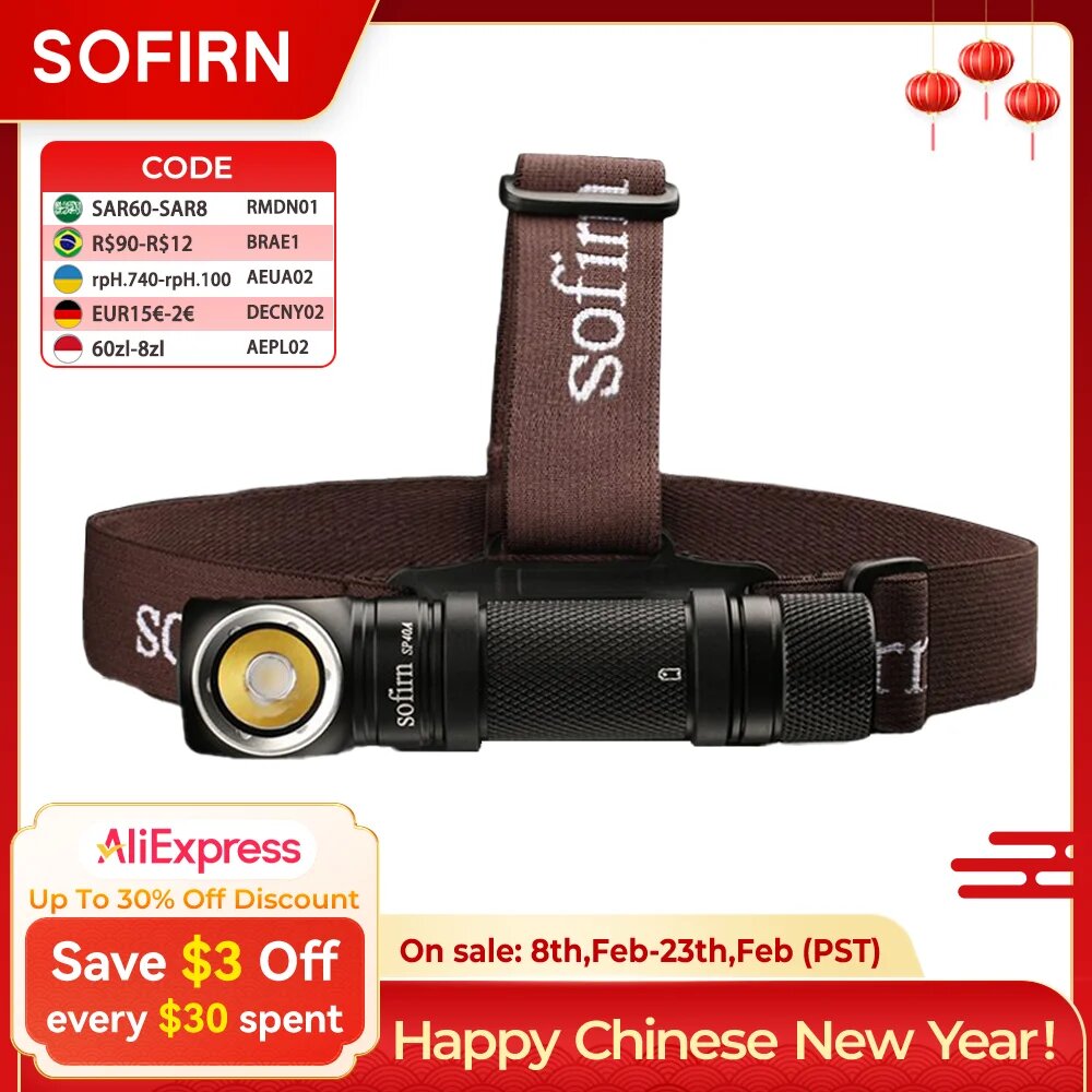 Sofirn SP40A налобный фонарь LH351D 1200lm 4000K