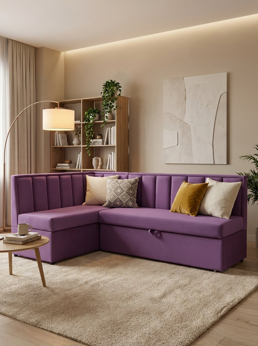 Кухонный уголок Santorini угол левый, фиолетовый