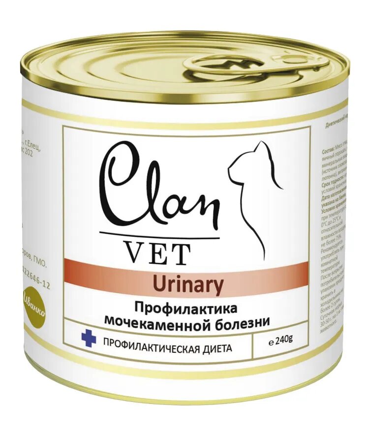 Влажный корм для кошек CLAN Vet для лечения МКБ 240 г (паштет)