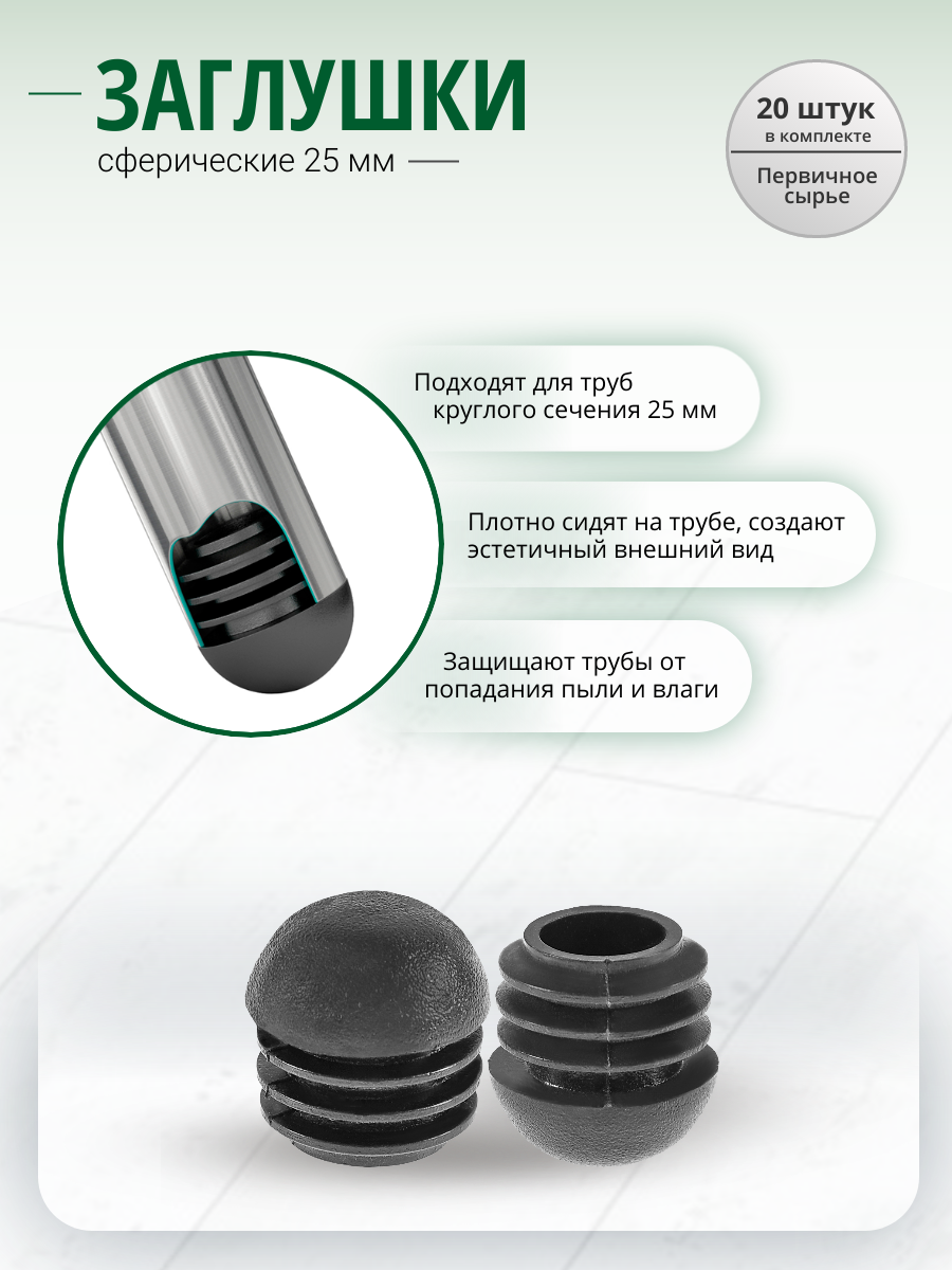 Заглушка круглая 25 мм мебельная на ножку стула / Заглушки для труб 25 мм