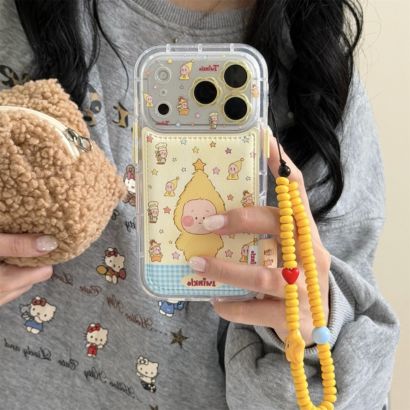 Кейс с дизайном 'Messy Star' для iPhone 17 с браслетом, ударопрочный, милый стиль