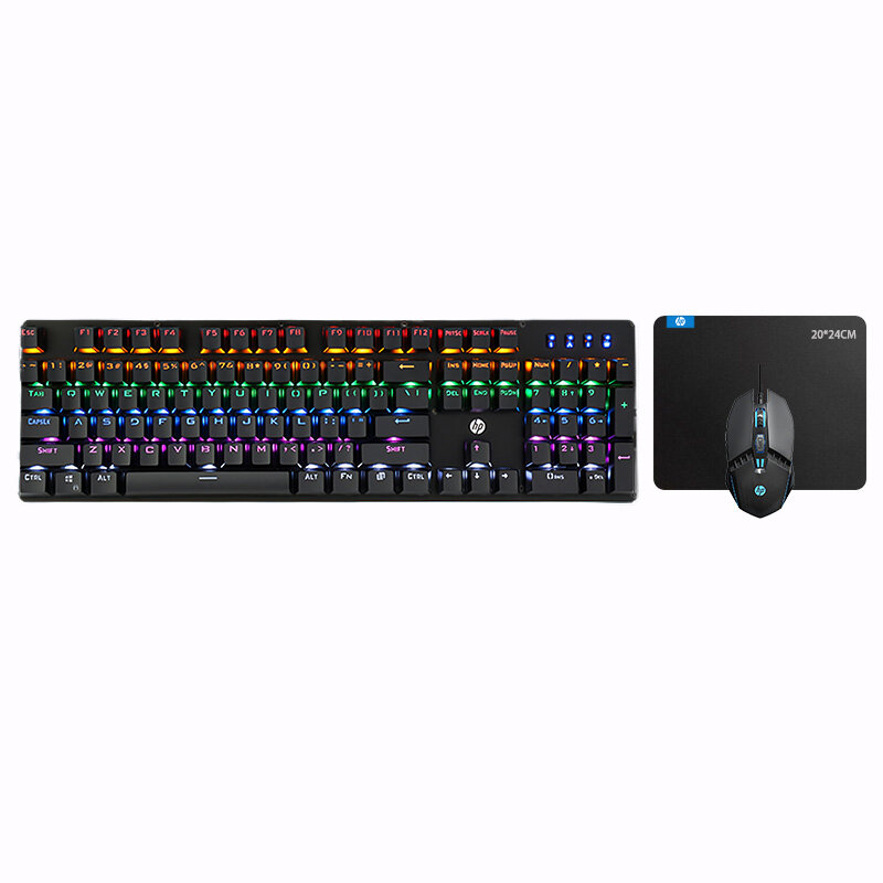 Комплект клавиатуры и мыши унисекс HP GK100F+M1 black, Blue Switch
