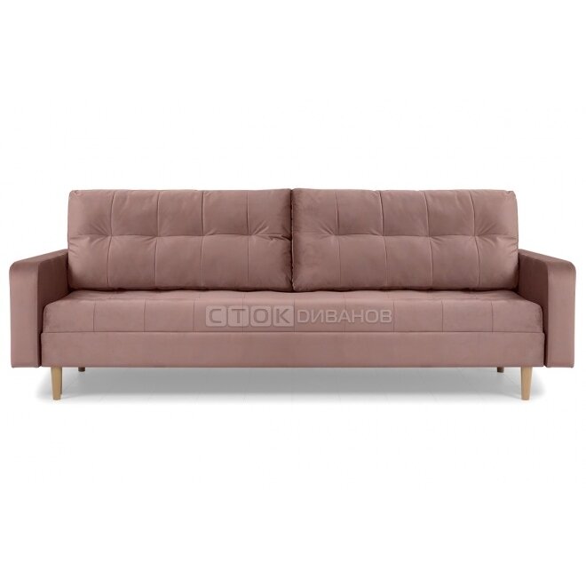 Диван Сток Диванов Бали, розовый велюр, 225 см, механизм еврокнижка, на ножках