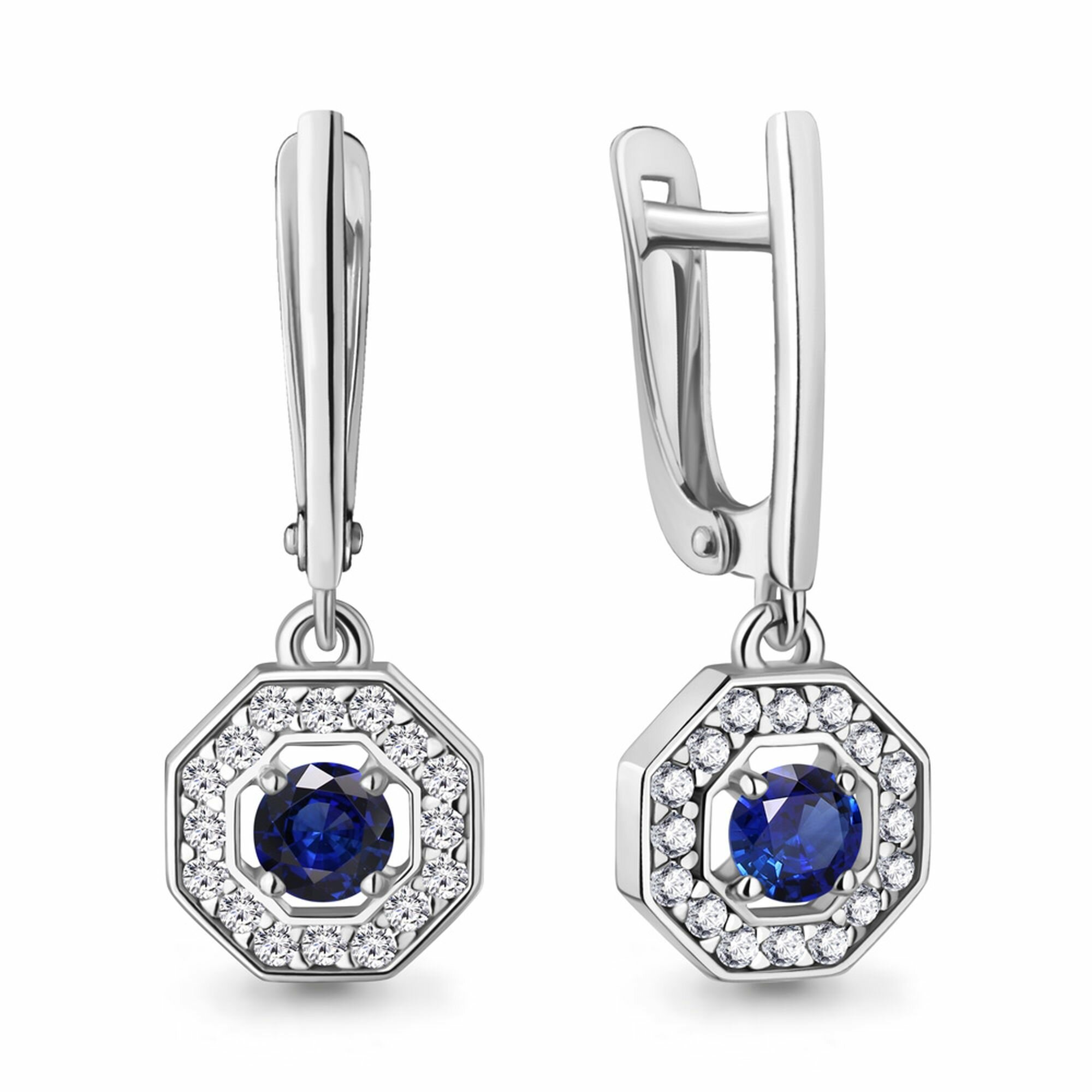 Серьги, серебро, 925 проба, родирование, фианит