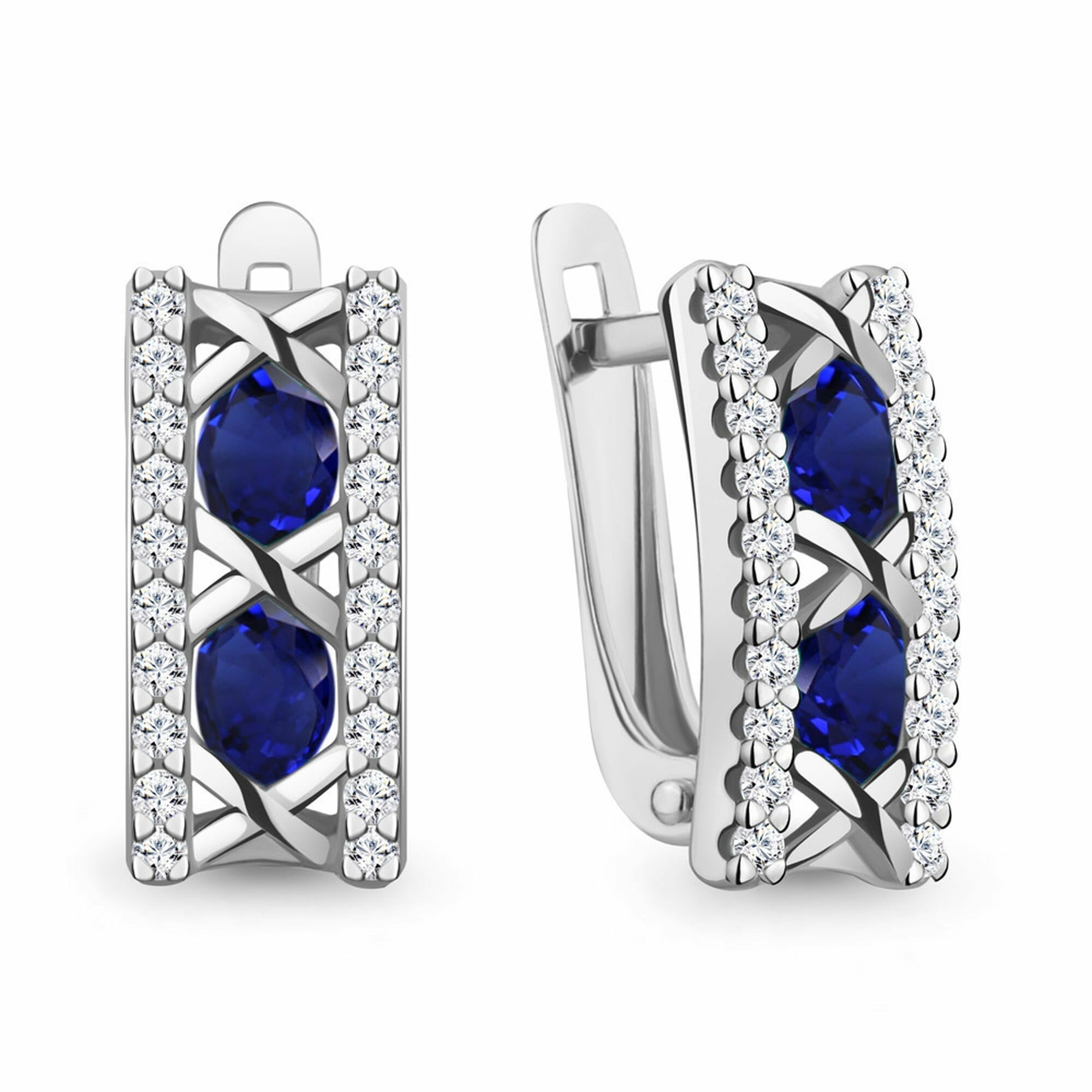 Серьги, серебро, 925 проба, родирование, фианит