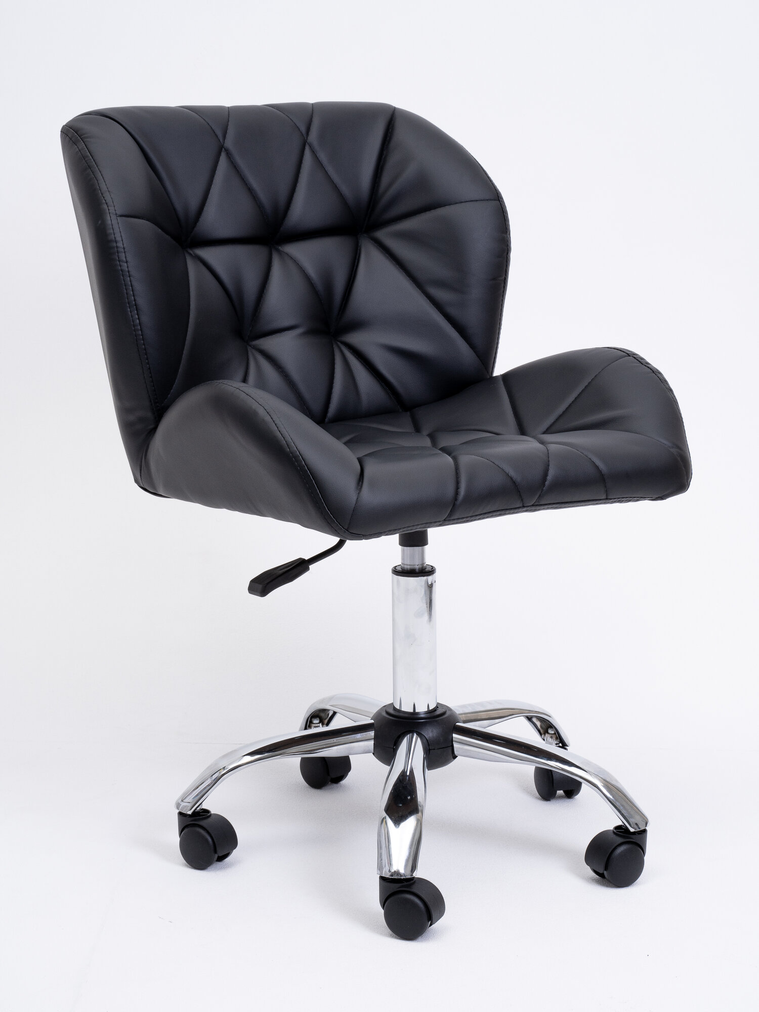 Стул со спинкой, Ракушка, большой, FitBest, хром, колеса, экокожа, черный