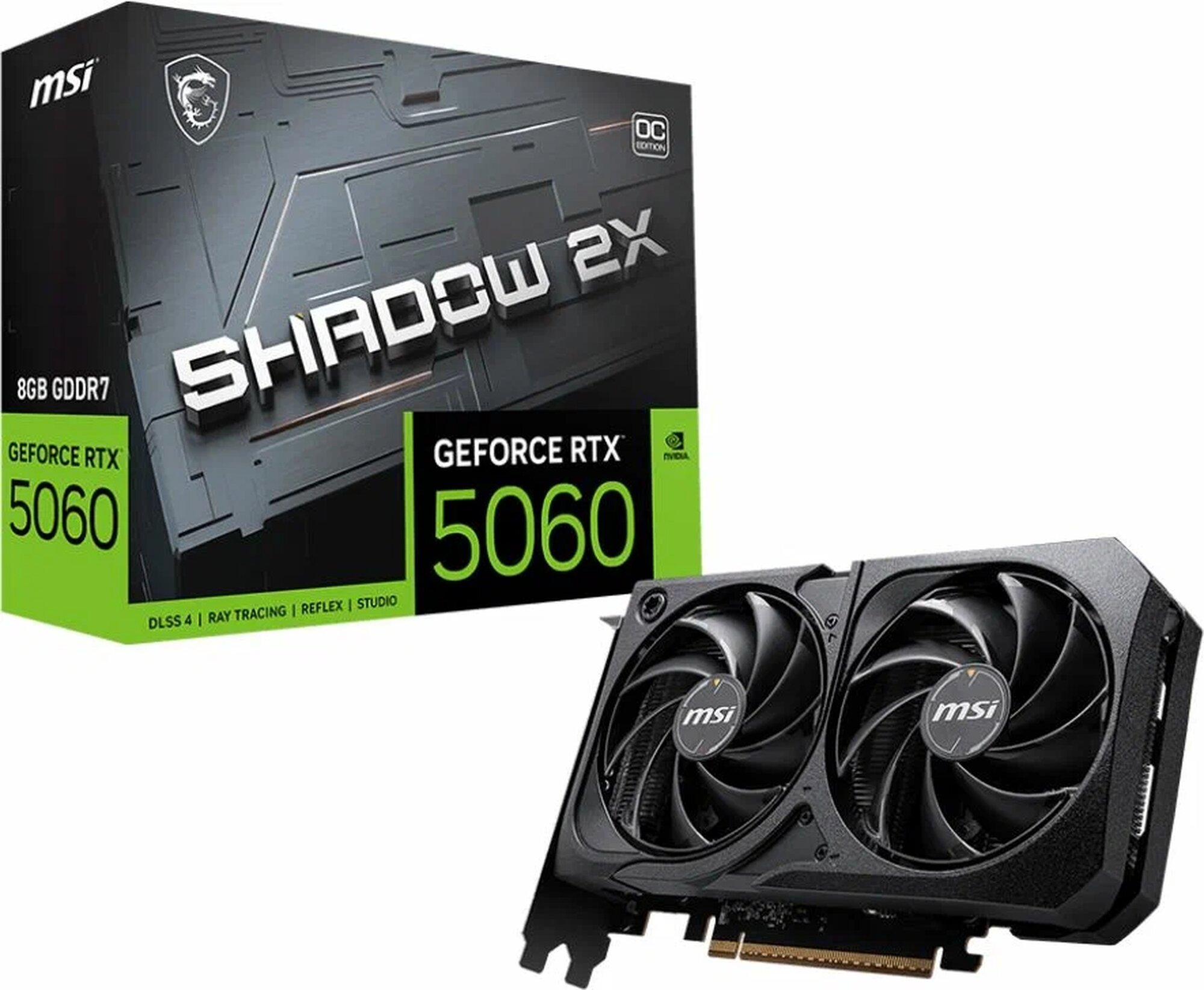 Видеокарта MSI RTX 5060 SHADOW 2X OC, 8GB, 4K, 30 RT ядер, 120 тензорных ядер