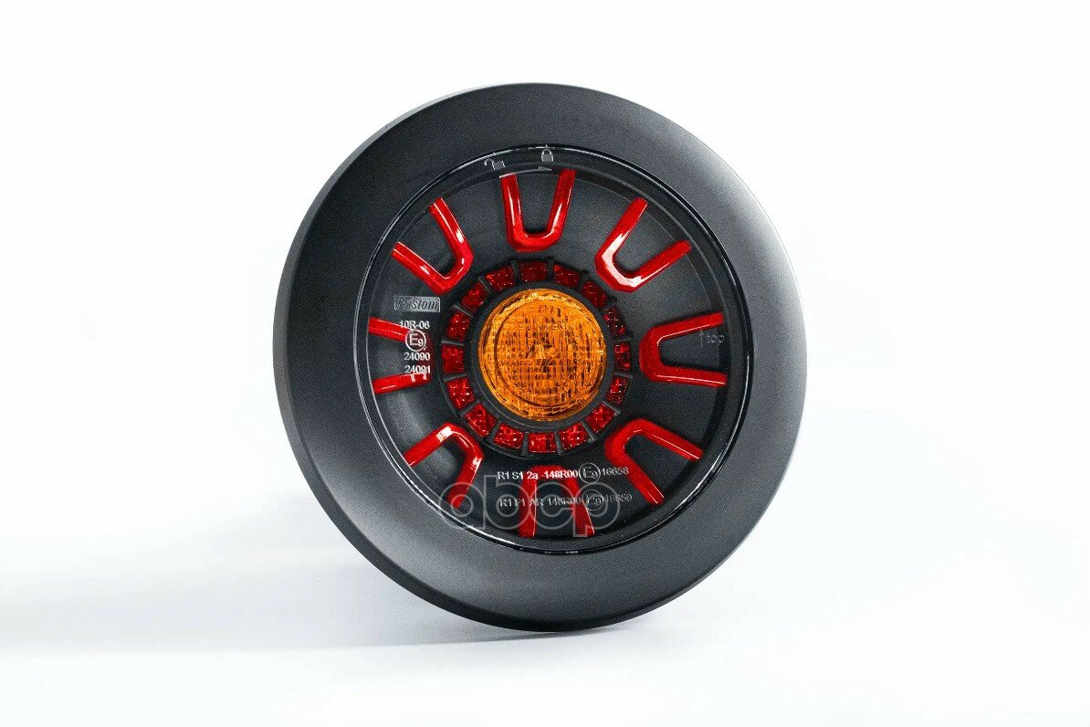 Фонарь 3-функциональный задний, cвет габаритный, стоп, указатель поворота, 12/36V, круглый, встраиваемый, провод дл. 1 м. Fris.