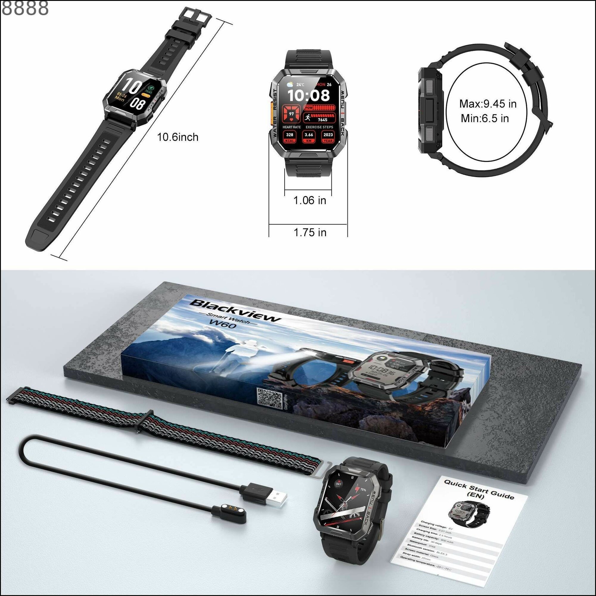 Военные тактические смарт-часы, которые поддерживают звонки по , а также часы поддерживают погружения на глубину до 50 метров и находятся в режиме ожидания до 100 дней