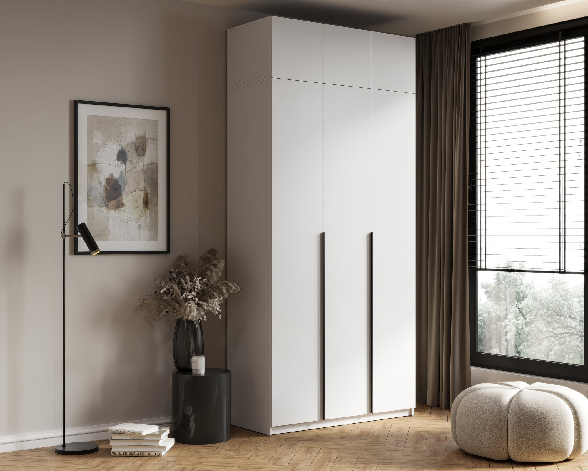 Шкаф трехстворчатый для одежды с антресолью Бруно, белый