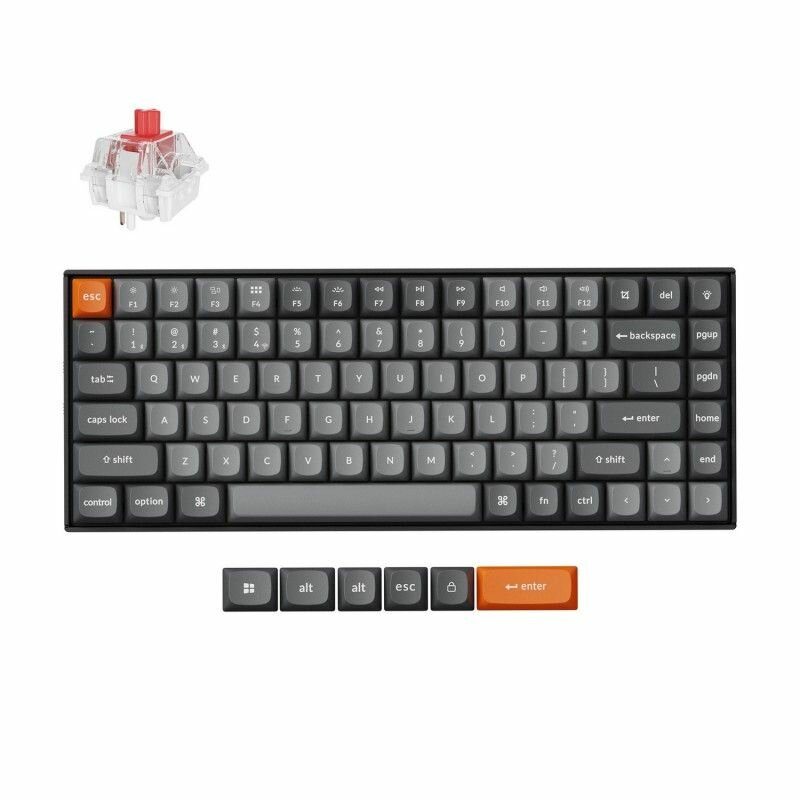 Беспроводная механическая клавиатура QMK Keychron K2 Max, 84 клавиши, RGB подсветка, Hot-swap, алюм. рамка Keychron Red Switch
