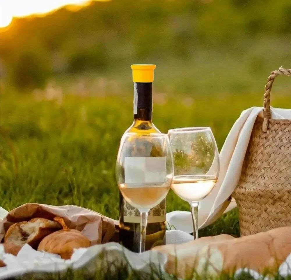 Пробки для вина, бутылок, многоразовые, силиконовые крышки, набор 3 шт, цвет жёлтый