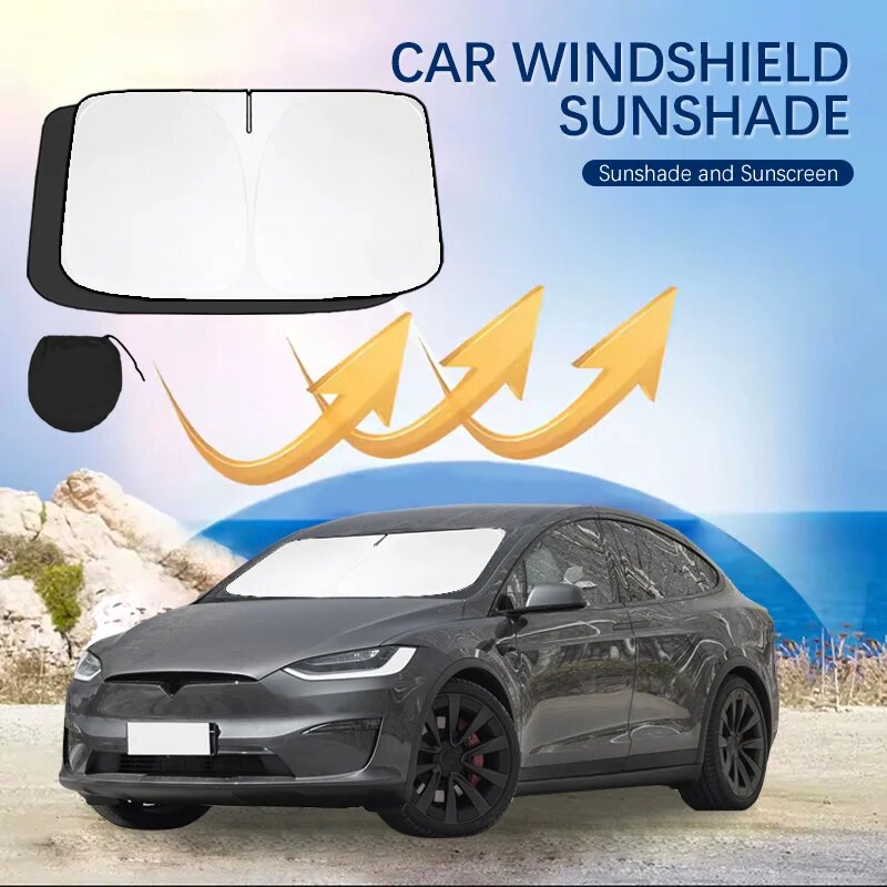 Для Tesla Model X 2016-2023 2024, лобовое стекло автомобиля, козырек от солнца, солнцезащитный козырек, защита от солнца, складные блоки, УФ-лучи