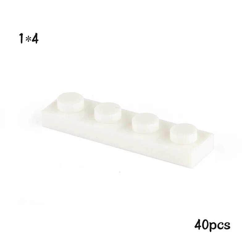 Белые строительные блоки VEK 1x4 (40 шт)