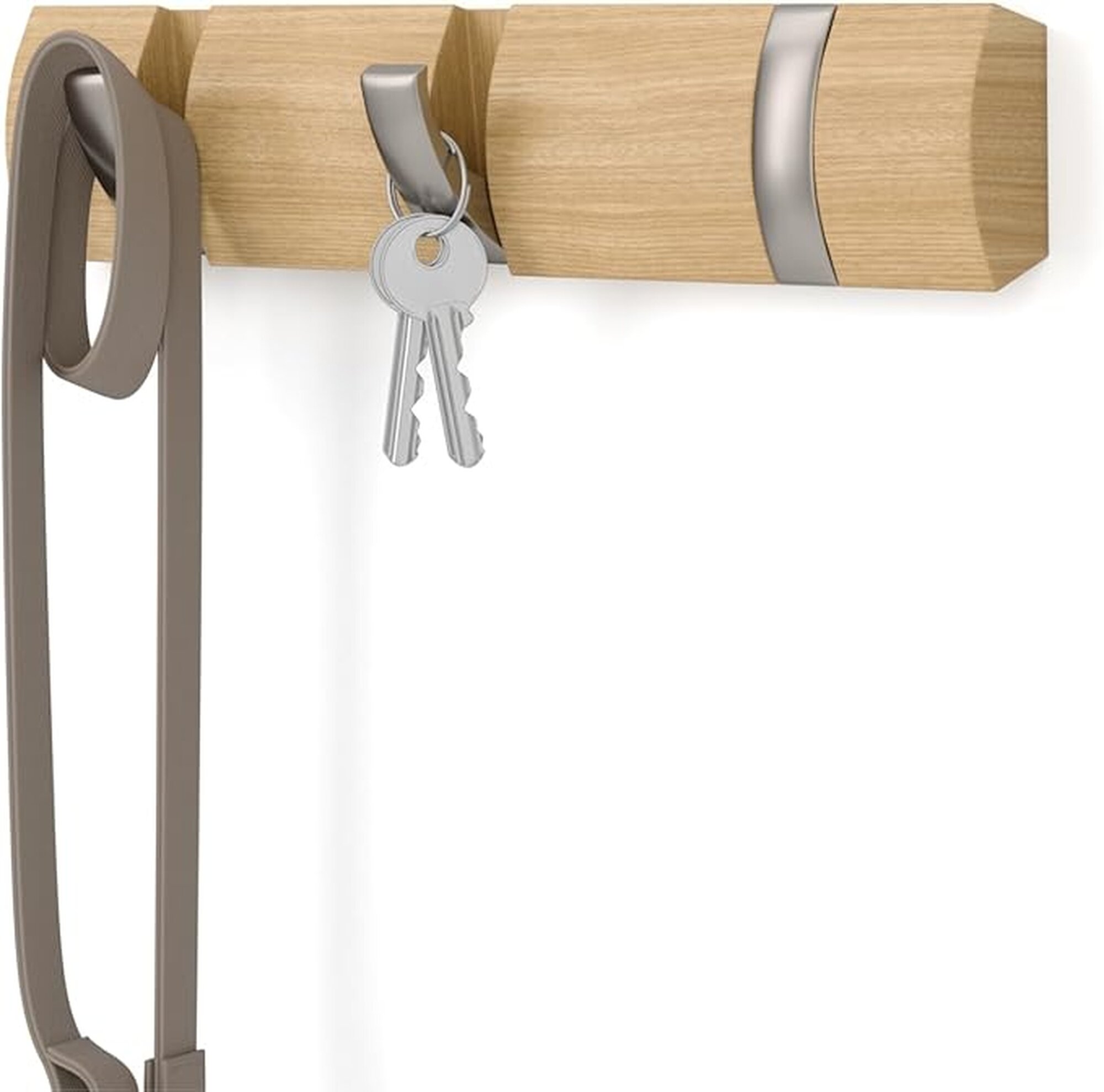 Настенная вешалка Umbra Flip, размер 30.5x6.4 x3.4 см, цвет светло-коричневый, 318853-390