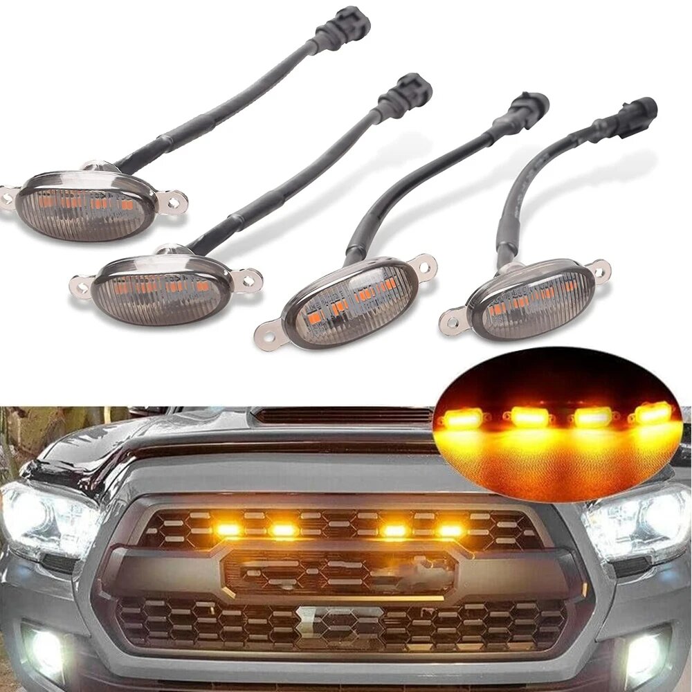 Светодиодные Дневные Ходовые Огни 4-в-1 Для Jeep, Внедорожников Ford, Toyota — Светильник На Решетку Радиатора, Дымчато-янтарный