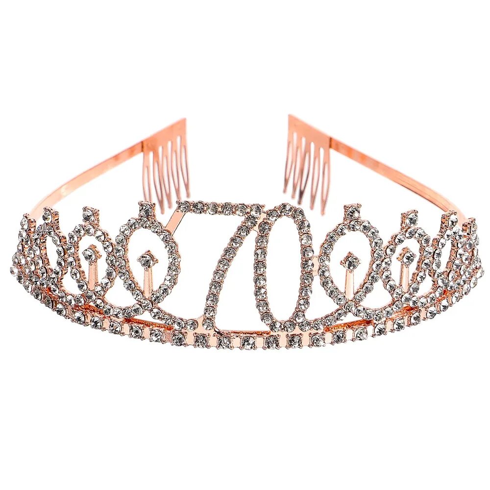 Роскошная корона для юбилейного дня рождения, инкрустирована камнями, размер 7 для 70-летних