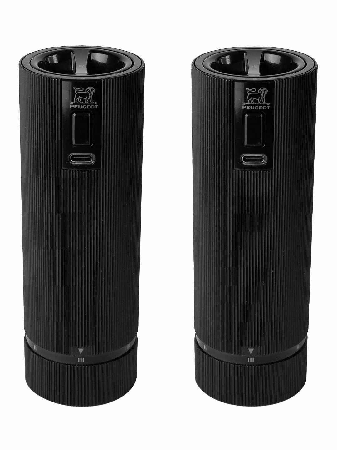 Набор мельниц Peugeot "Night Electric", для соли и перца, алюминий, черный, 15 см